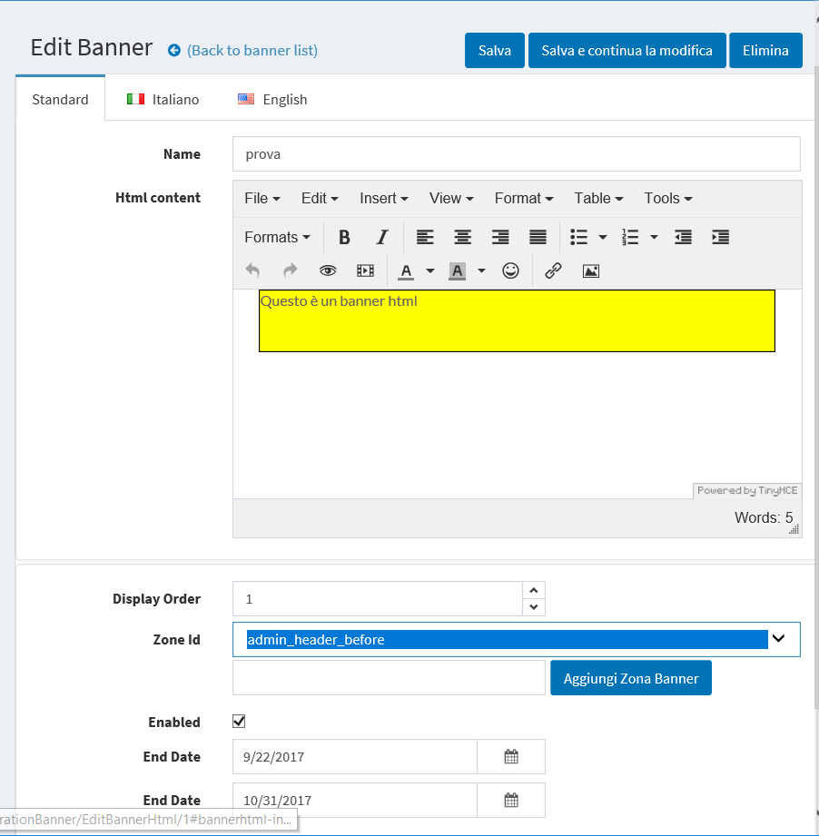 Banner Manage System NopCommerce plugin - PrenotaVeloce.it